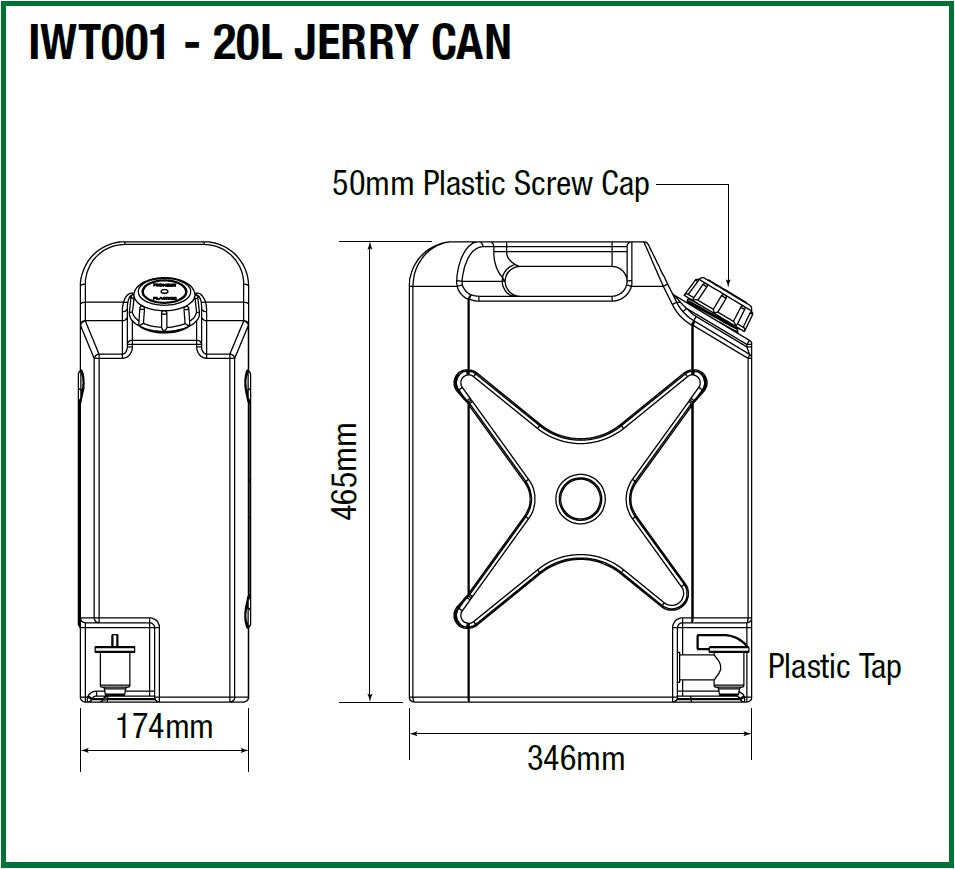 20L Plastic Jerry Can Water Tank - (350 X 170 X 460MM) – Sydney4x4